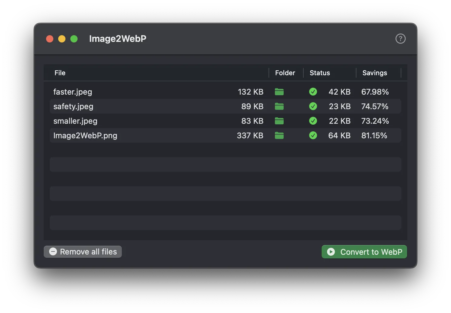 Mac용 이미지 WebP 변환 앱 | Image2WebP